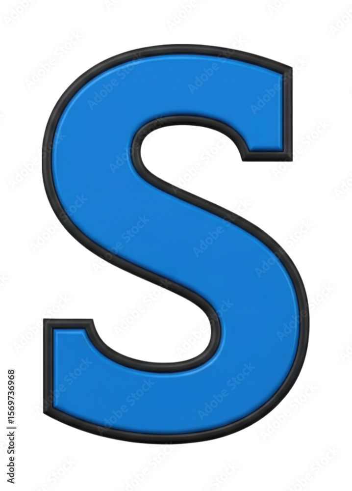 Bold blue letter S design isolated on transparent background, cutout ...