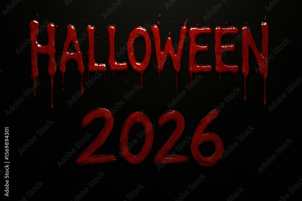 Стокова ілюстрація Blood Dripping Halloween 2026 Text on Black ...