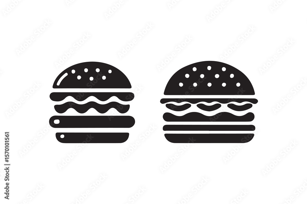 Two Classic Hamburger Icons.Simple, black and white illustrations of ...