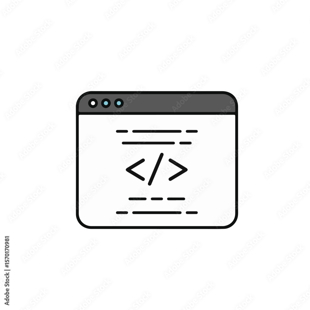Coding window with HTML symbol in the middle. Stock Vector | Adobe Stock