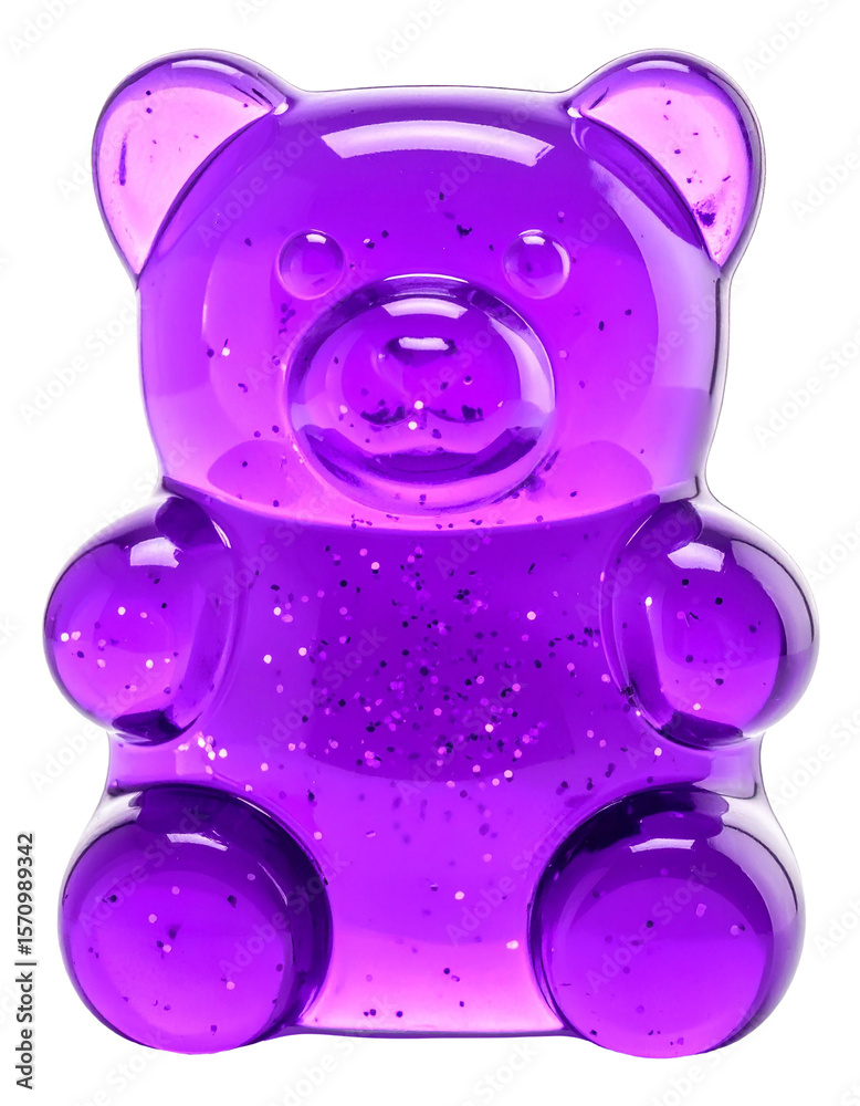 purple gummy bear with glitter isolated on transparent background, png ...