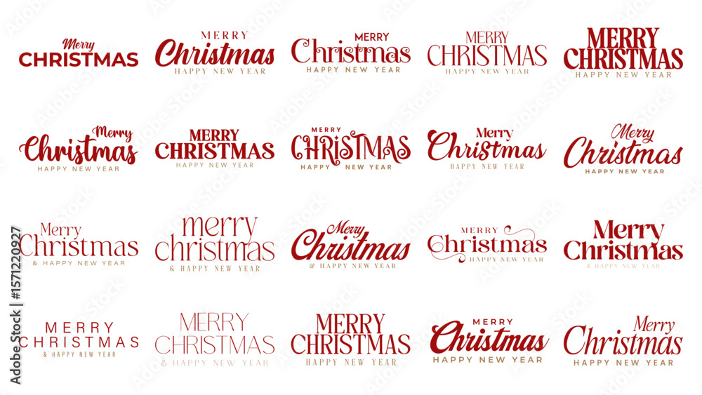 Merry christmas and happy new year lettering Set. Merry Christmas Text ...