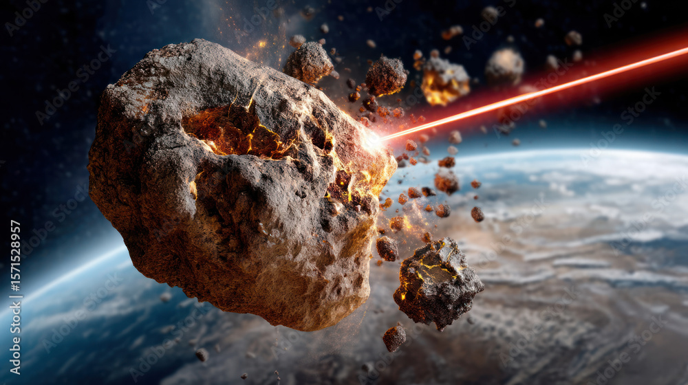 Huge asteroid is being destroyed with laser beam, preventing it from ...
