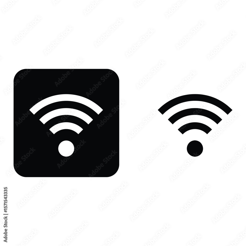 "WiFi Signal Icon Set – Black Wireless Network Symbols for Connectivity and Internet Access UI ...