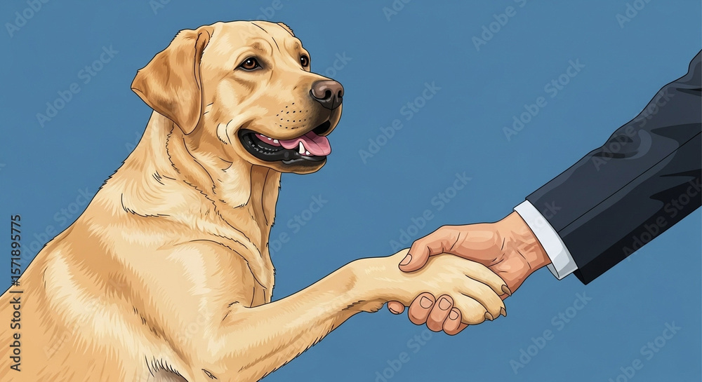 Labrador Retriever Shaking Hands with a Person in a Business Suit ...