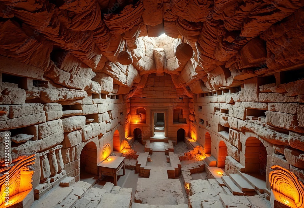 Intricate tunnels and chambers of Derinkuyu's ancient subterranean city ...