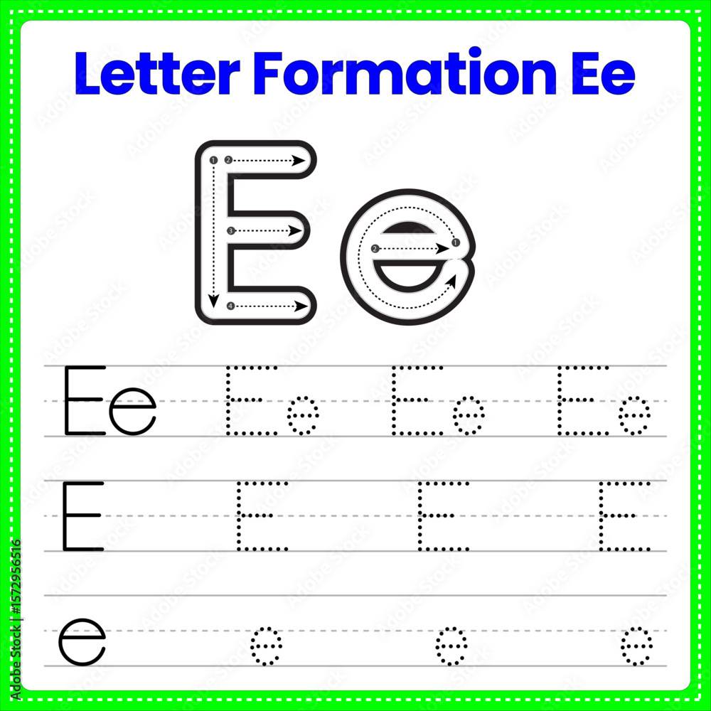 Letter Formation Worksheet for Kids – Uppercase and Lowercase E Tracing ...
