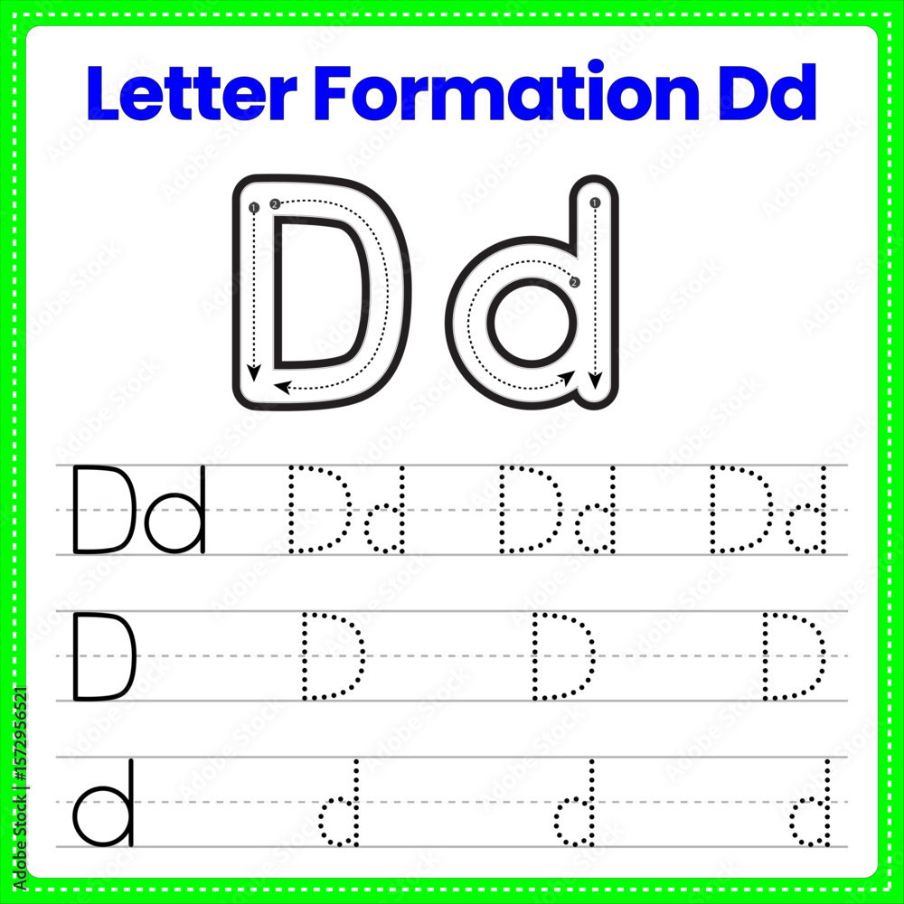 Letter Formation Worksheet for Kids – Uppercase and Lowercase D Tracing ...