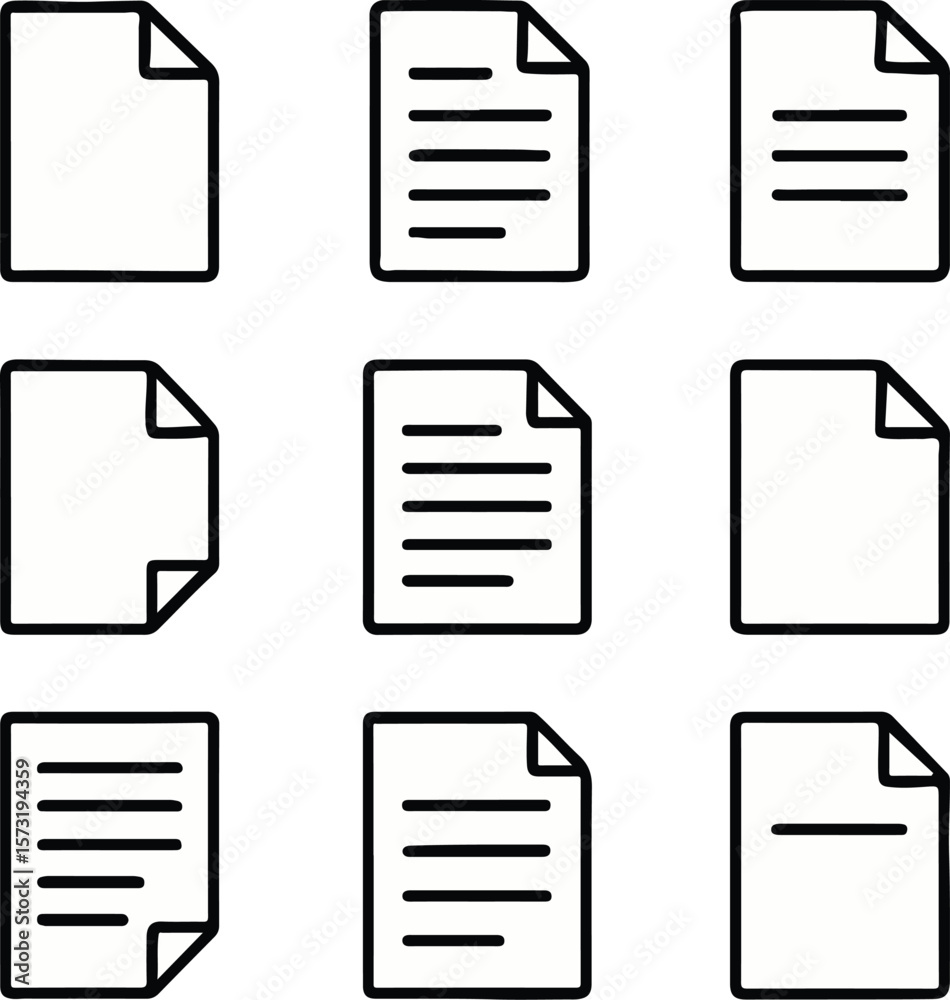 Paper documents line icons collection featuring simple file symbols ...