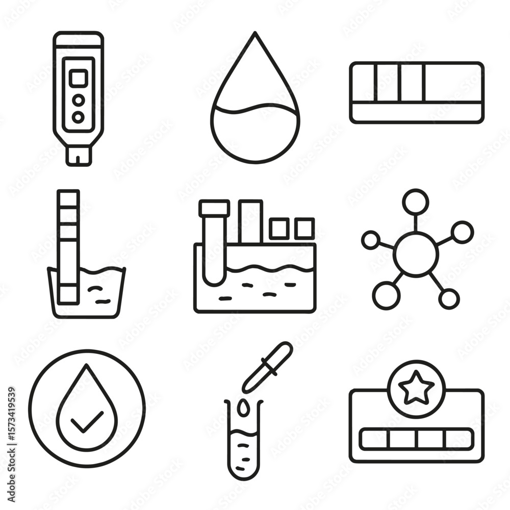 Water Quality Icons. Outline style icons of Water Quality Indicators ...