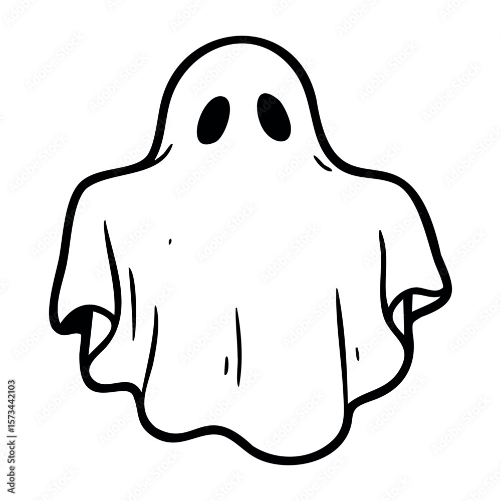 Child halloween costume in traditional ghost sheet design. Vector hand ...