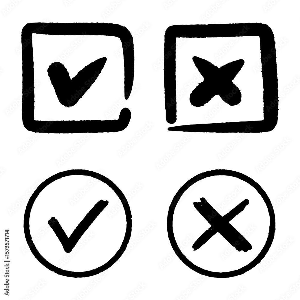 Vector de Stock Checkmarks and Crosses Symbols of Approval and ...