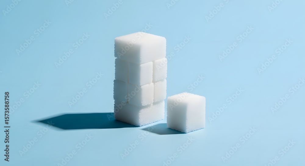 Sugar Cubes Stacked on Blue Background Representing Concepts of ...