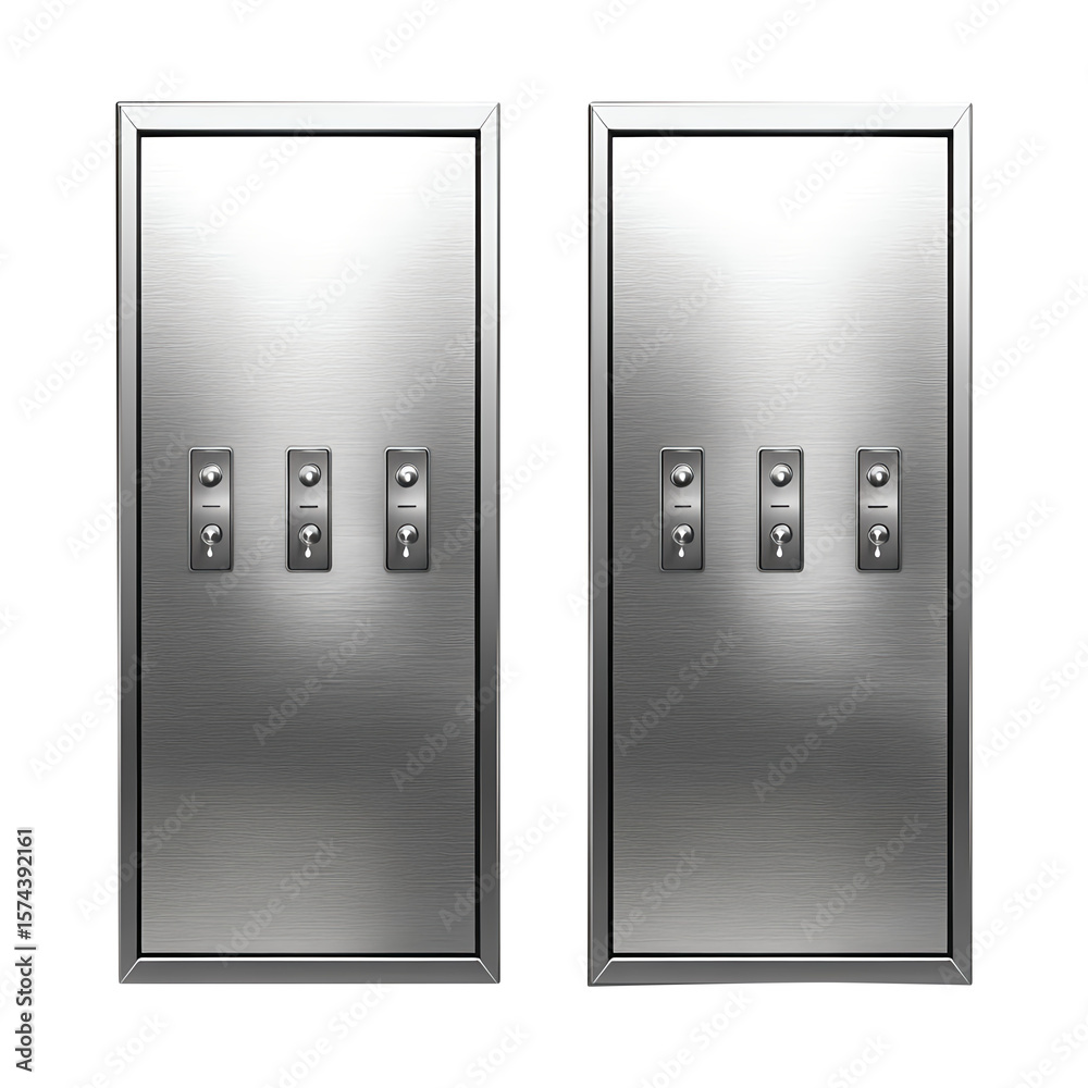 Realistic elevator buttons up and down. Metal shiny panel, isolated on ...