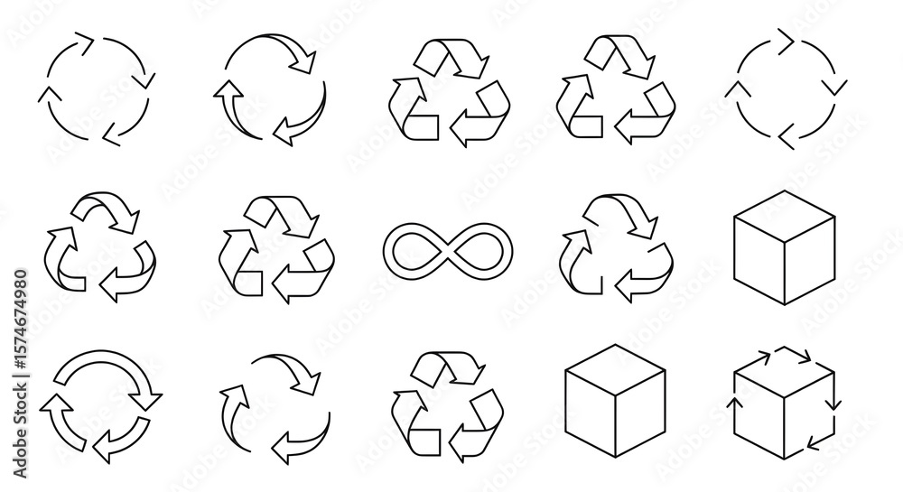 Conjunto de íconos de esquema de economía circular: sostenibilidad ...