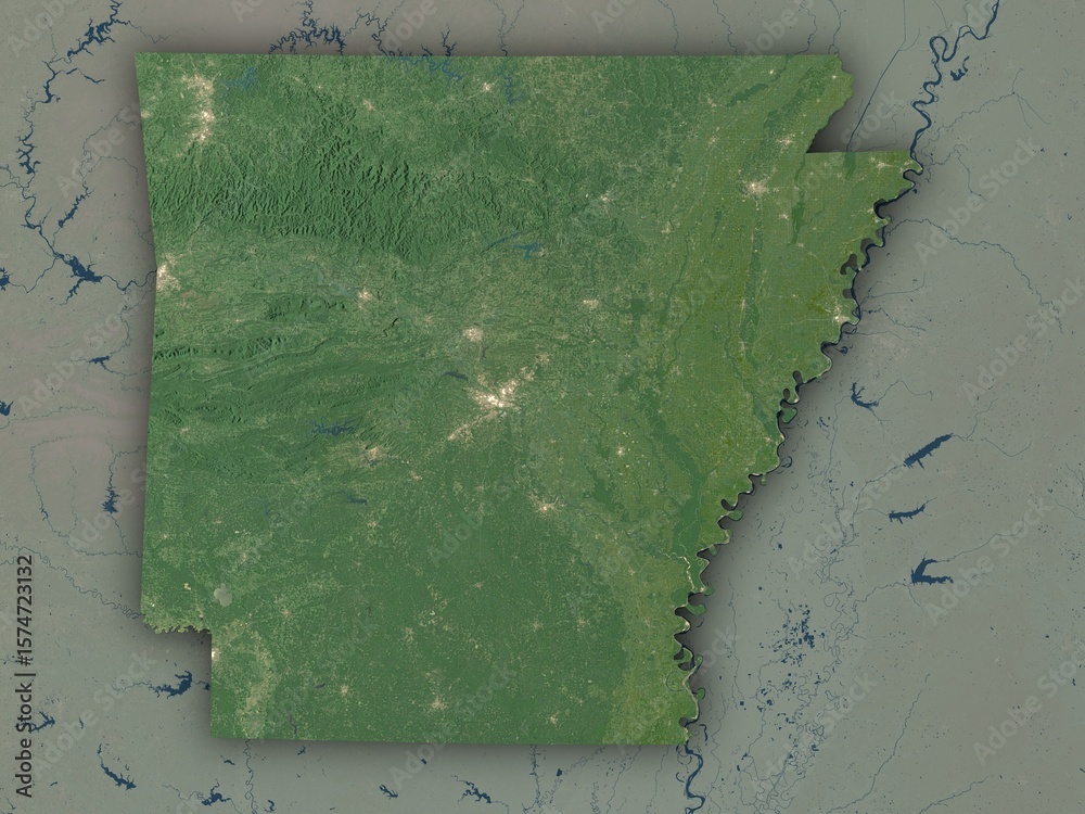 Very detailed map of Arkansas with clear state borders and visible ...