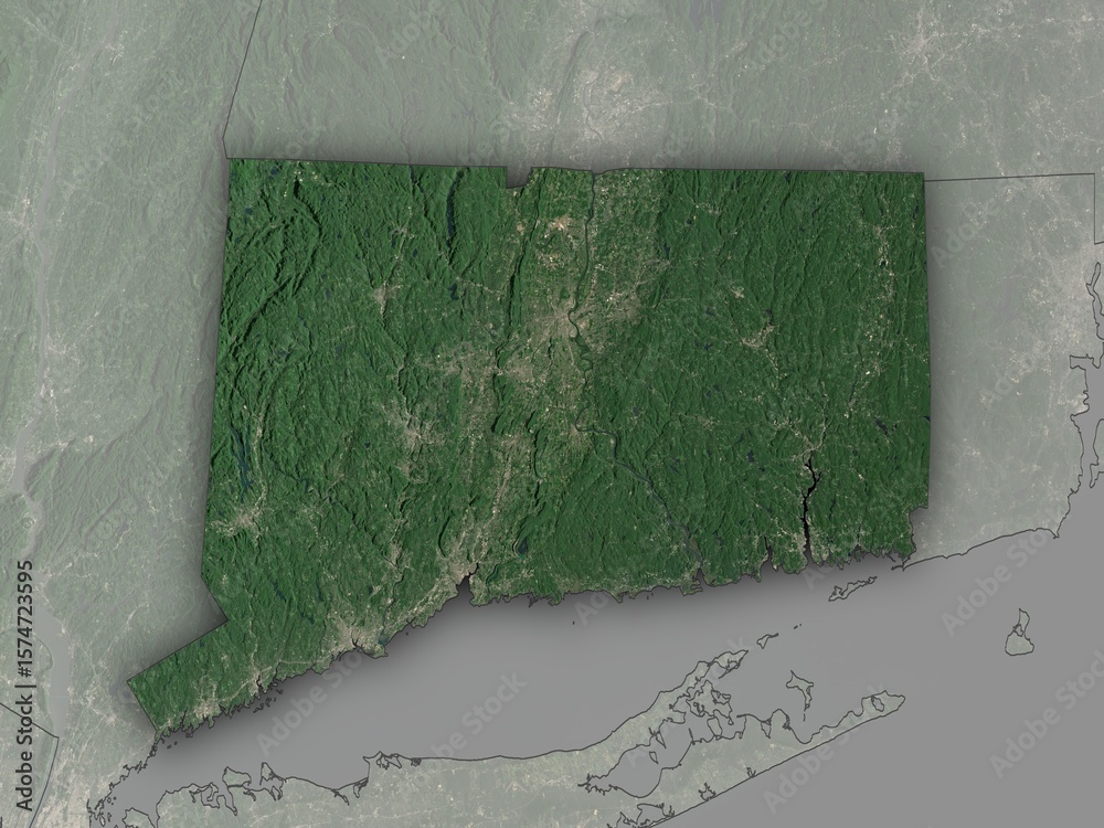 Stockillustrationen Very detailed map of Connecticut with clear state ...