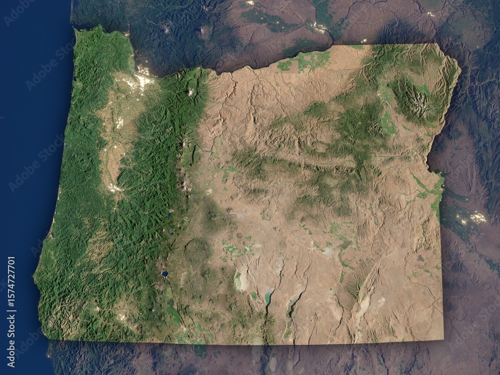 Stock-Illustration „Very detailed night map of Oregon with clear state ...