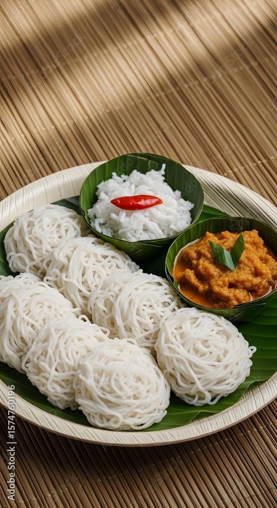 Idiyappam string hoppers with rice and curry a south indian breakfast ...