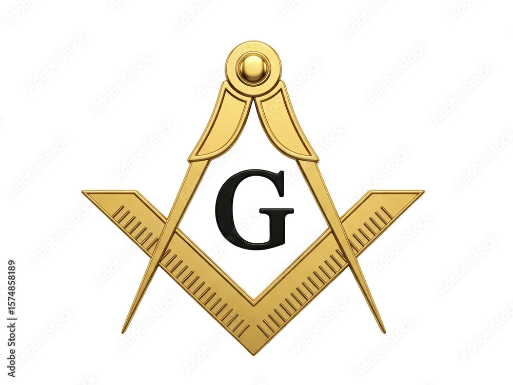 A Masonic square and compasses symbol with the letter "G" in the center ...