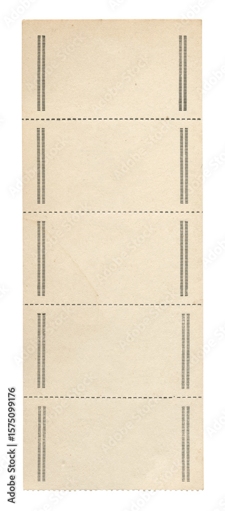 Vintage Blank Strip of Joined Tickets with Perforated Edges – Old Paper ...