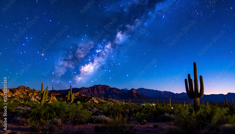 Milky Way over Desert Cactus. Stock Photo | Adobe Stock