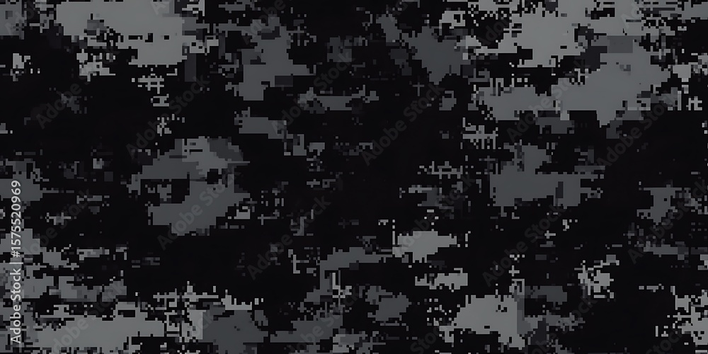Digital pixel camouflage black seamless pattern. Digital Camo ...