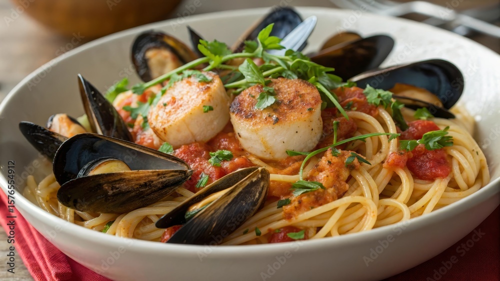 Scallop and Mussel Pasta with Marinara Sauce A Flavorful Seafood ...