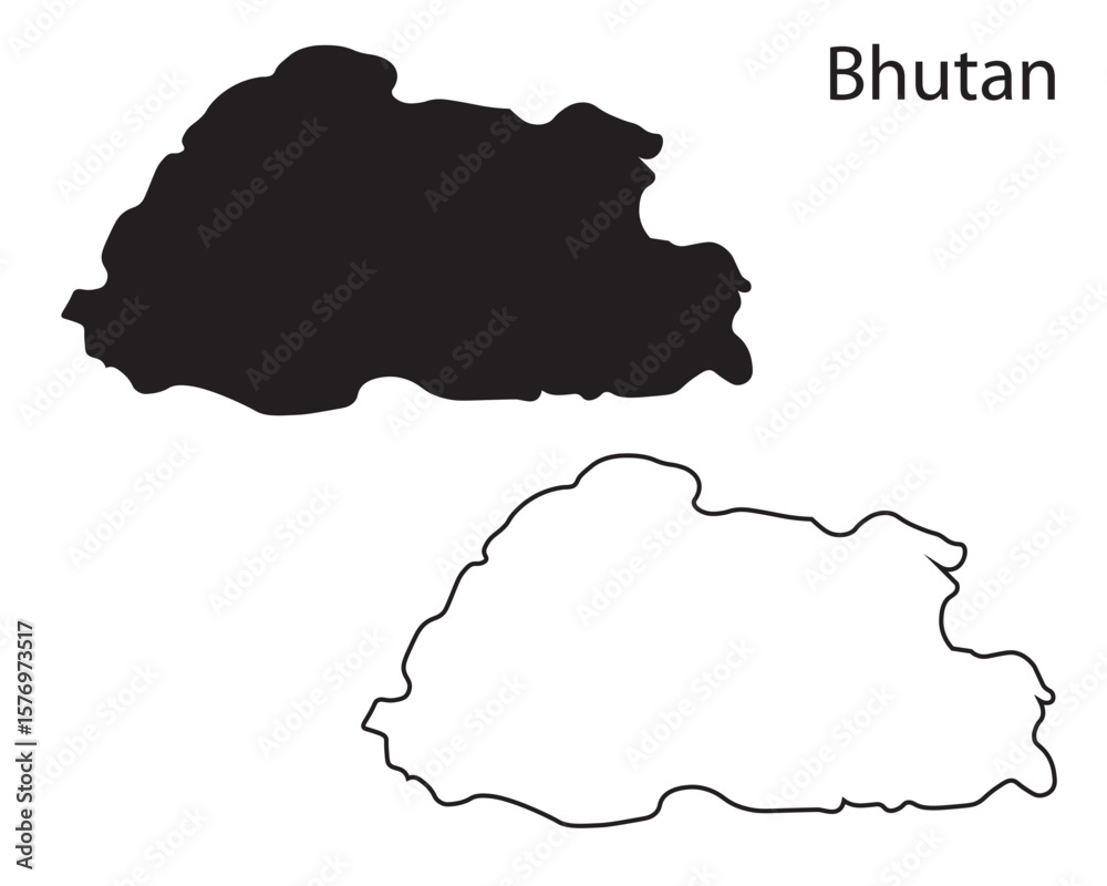 Vector de Stock Simple Bhutan map silhouette vector. Clean black ...