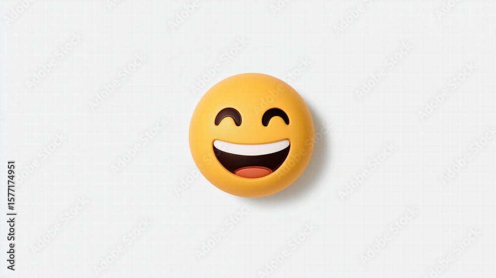 3D Radiant Smile Emoji on White Background for Social Media Day ...