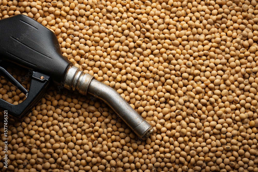 Diesel Fuel Nozzle and Soybeans Illustrating Concept of Biodiesel and ...