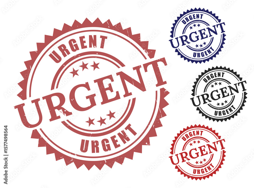Emergency Notice Badge Set, Grunge Urgent Stamp Vector Pack Stock ...