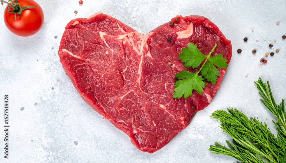 Raw Heart Steak A symbol of raw emotion and love. Beef heart shaped ...