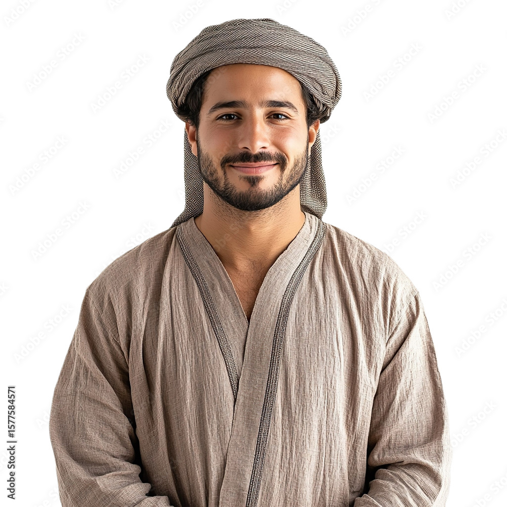 Extremely long shot front view mid-body shot of an extremely handsome ...