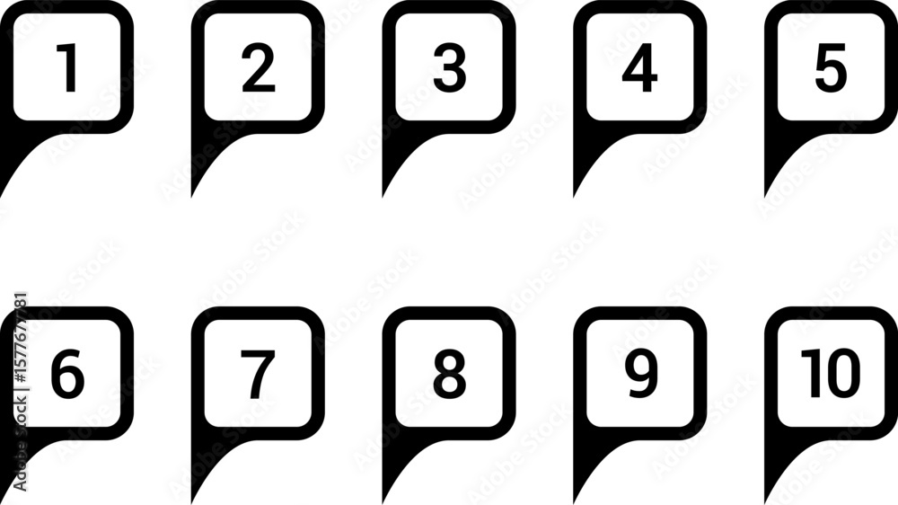 Vetor do Stock Location pin icons with number. Map marker symbol set ...