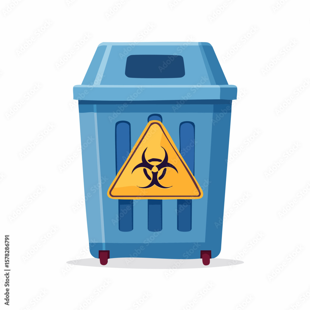 Blue Waste Bin with Biohazard Symbol, Warning of Danger Stock Vector ...