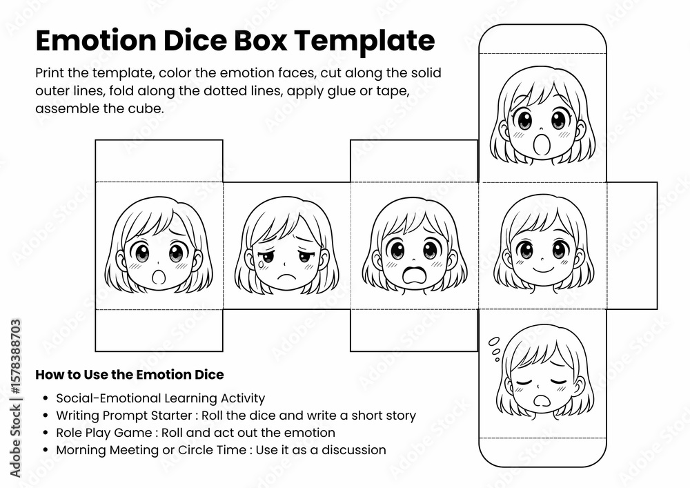 Feelings and Emotions Dice Box Template | SEL Activity for Kids ...