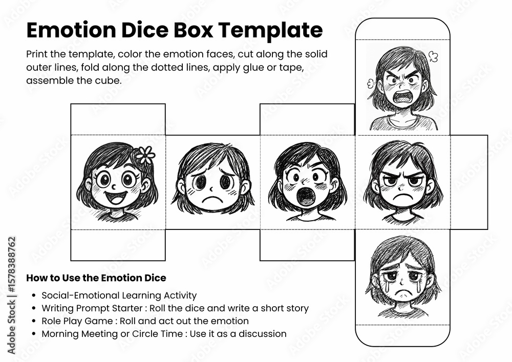 Feelings and Emotions Dice Box Template | SEL Activity for Kids ...