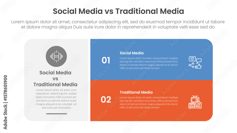 Image vectorielle Stock social media vs traditional media comparison ...