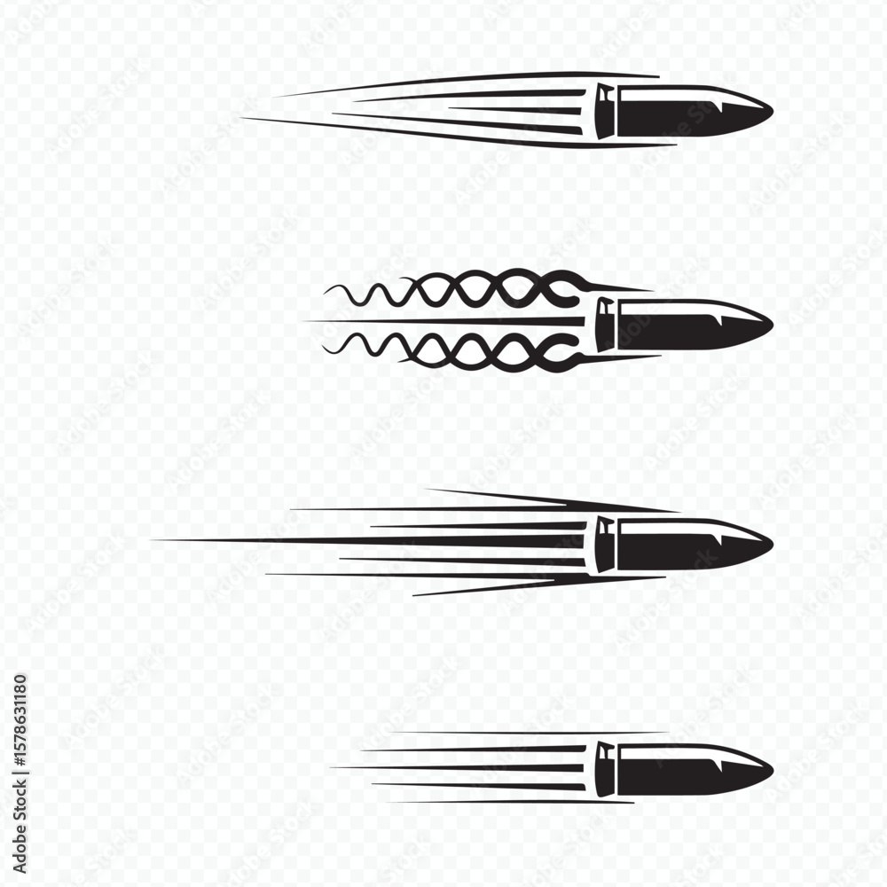 high-speed bullet vector art with motion effect and dynamic trajectory ...