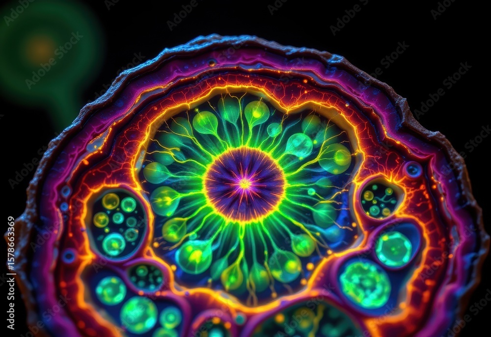 high detail cutaway of chloroplast structure inside plant cell, grana ...