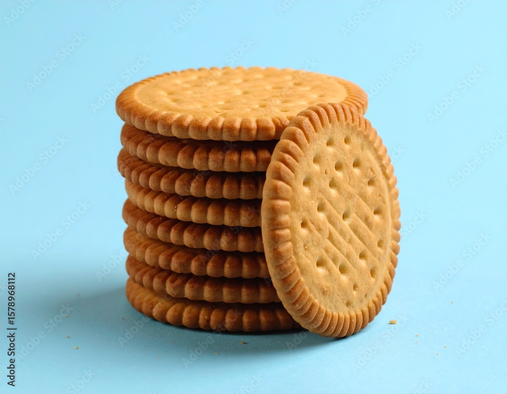 Stack of flaky baked khari biscuits on pastel blue background — Indian ...