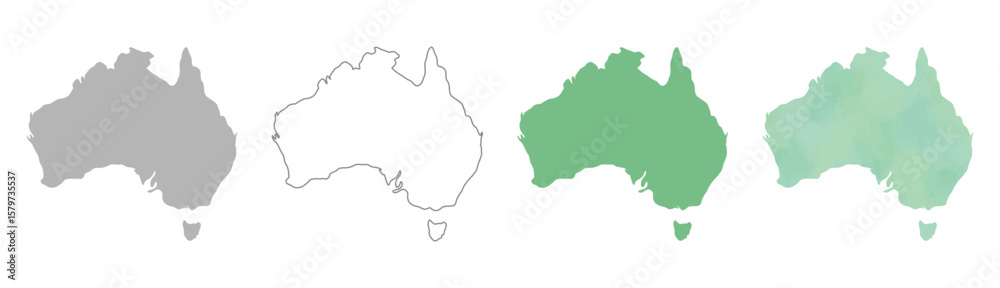 Editable Vector Maps of Australia – Outline, Fill, Watercolor Stock ...