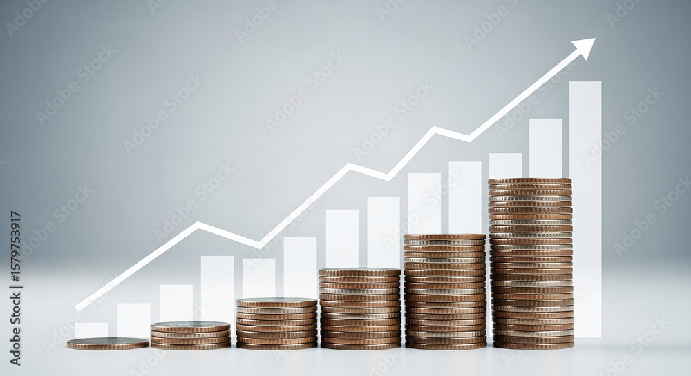 Increasing stacks of coins demonstrating increasing profits Stock Photo ...