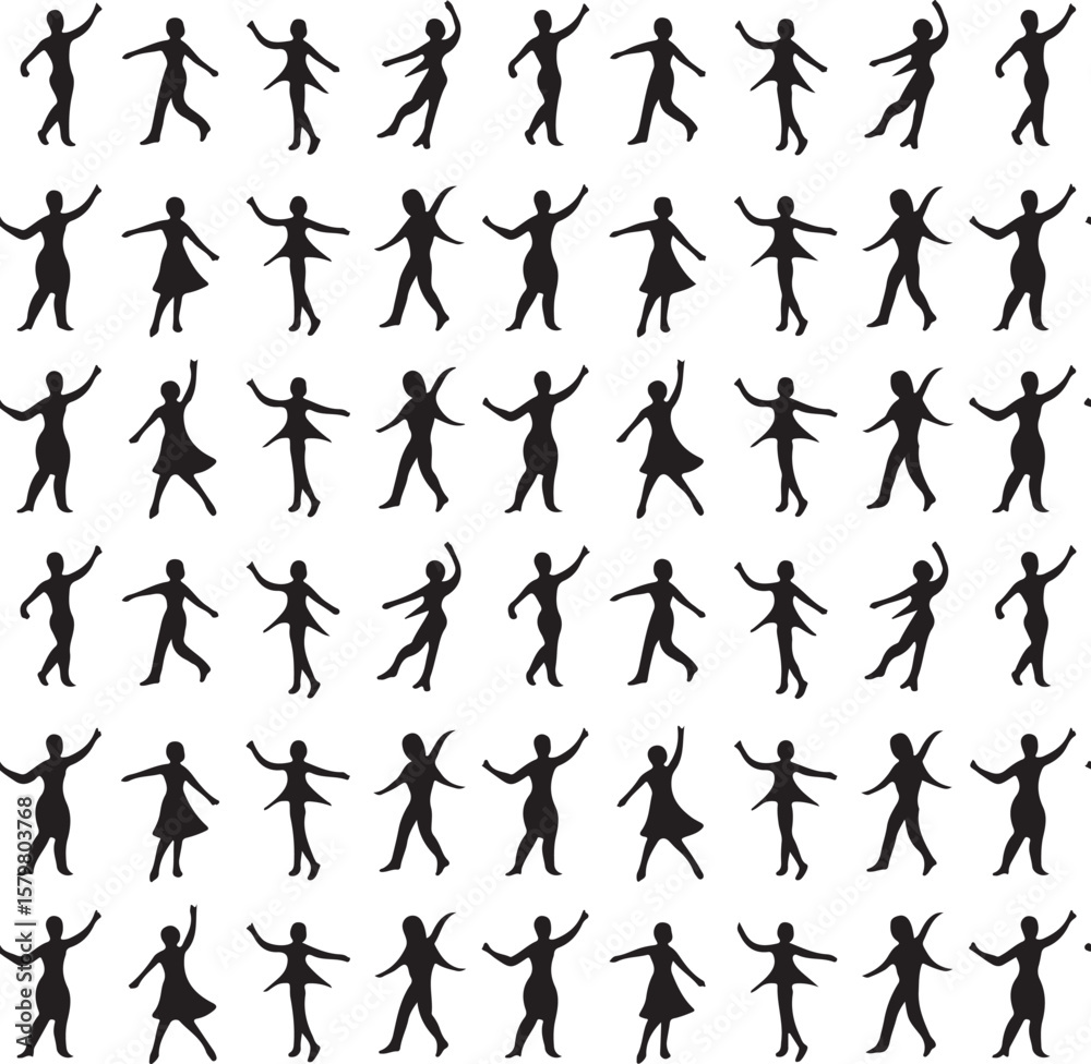 Funny Dancing Skeleton Silhouette Vector Illustration Spooky Halloween ...