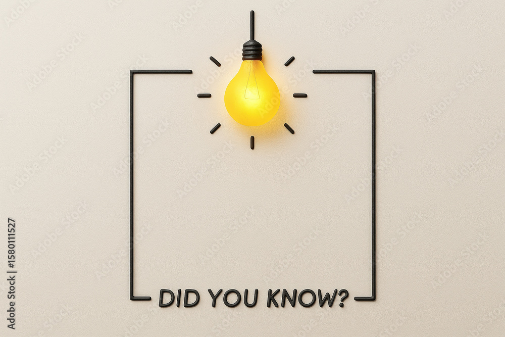 Foto de Stock Did You Know? Light Bulb with Frame on Beige Background ...