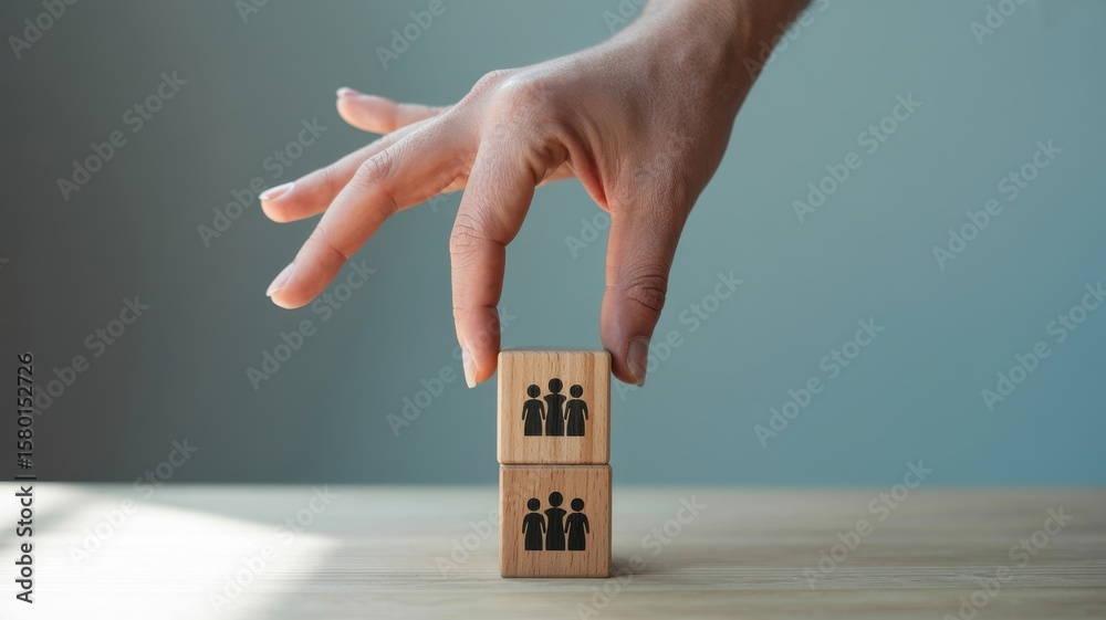 Stock-Foto „Building a Team Hand Stacking Wooden Blocks with People ...