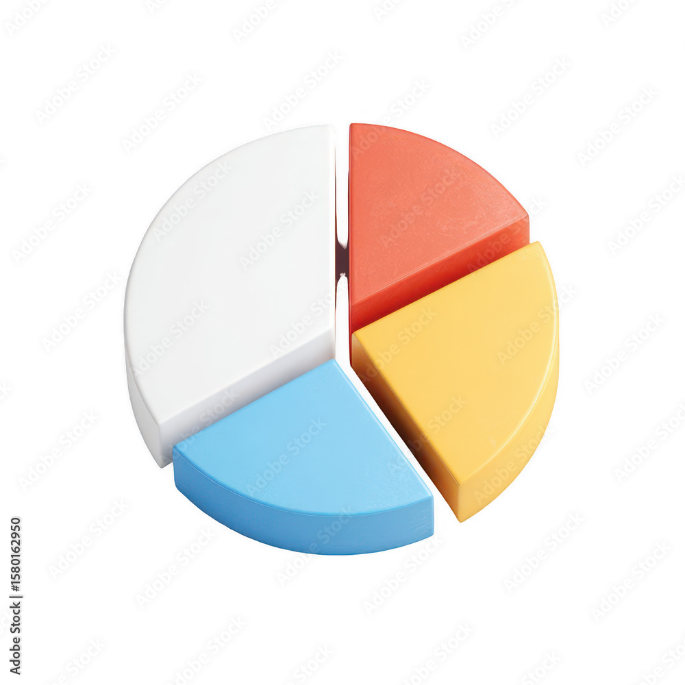 Colorful pie chart, four sections of varying sizes and colors Stock ...