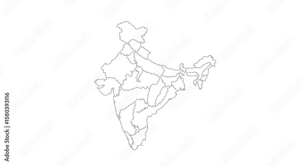 Vector de Stock A simple, outlined map of India, showing its ...