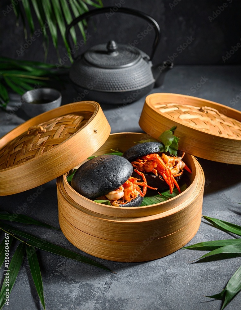 Gourmet Chinese Dim Sum Reinterpretation with Charcoal Bao, Lobster ...